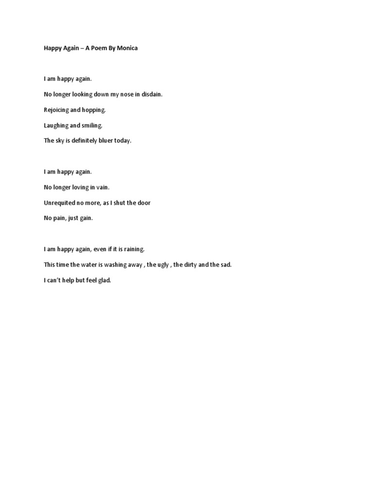 Happy Again - A Poem by Monica | PDF