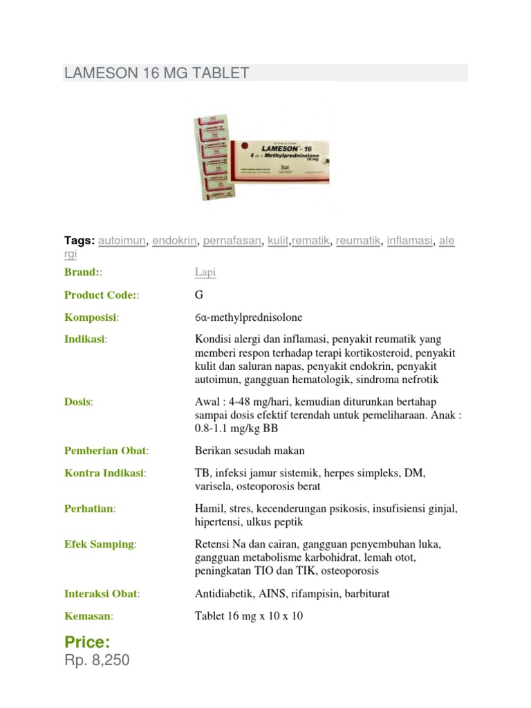 Lameson 16 MG Tablet | PDF