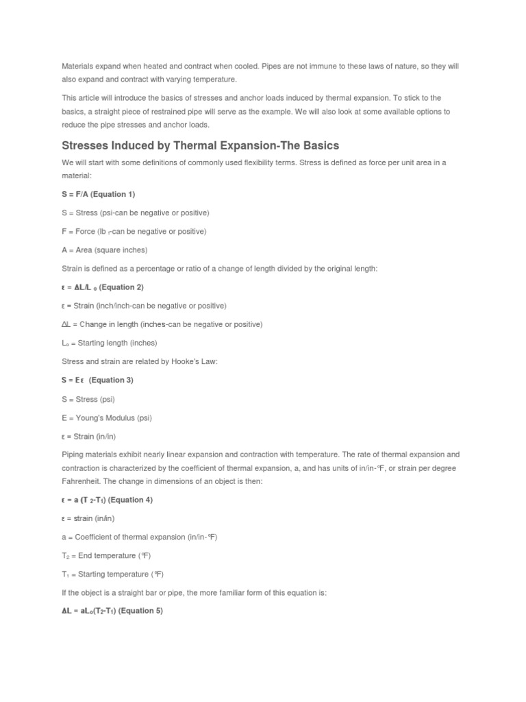 Pipe Thermal Expansion | PDF | Thermal Expansion | Chemical Engineering
