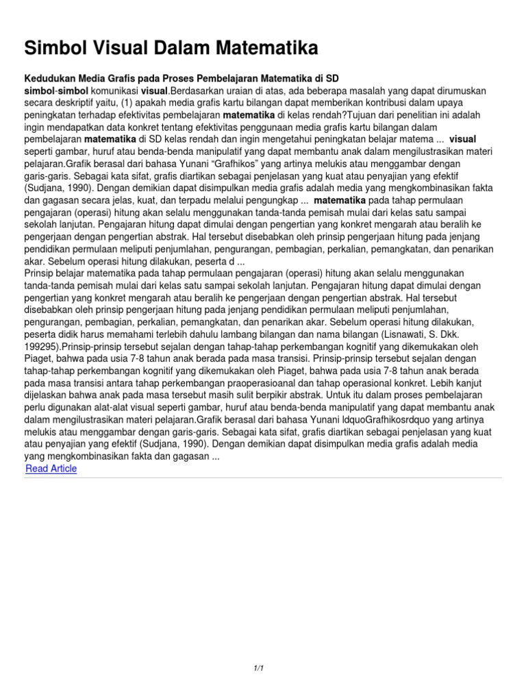Simbol Visual Dalam Matematika | PDF