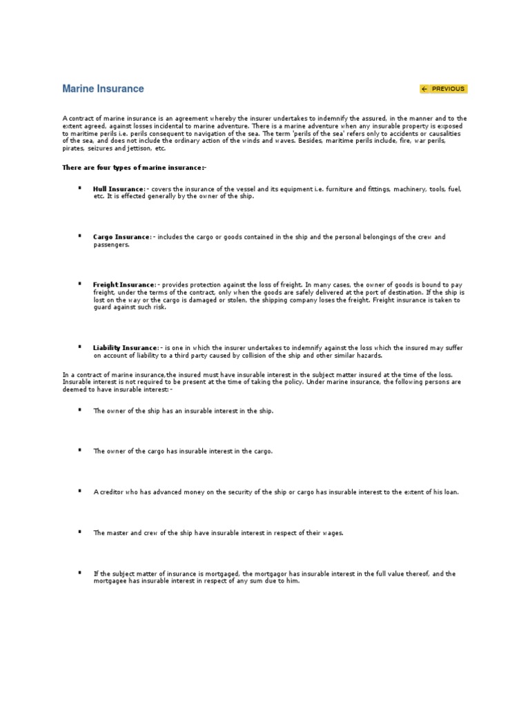 Marine Insurance | PDF | Business | Finance & Money Management