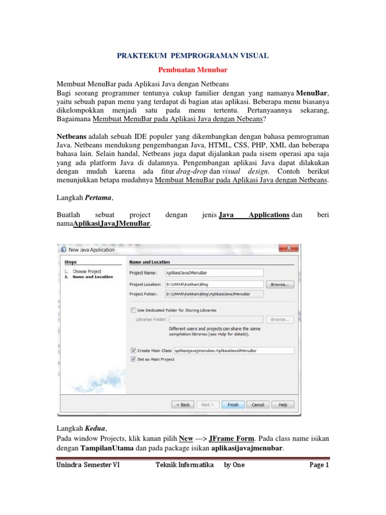 Membuat Menubar Pada Aplikasi Java Dengan Netbeans | PDF