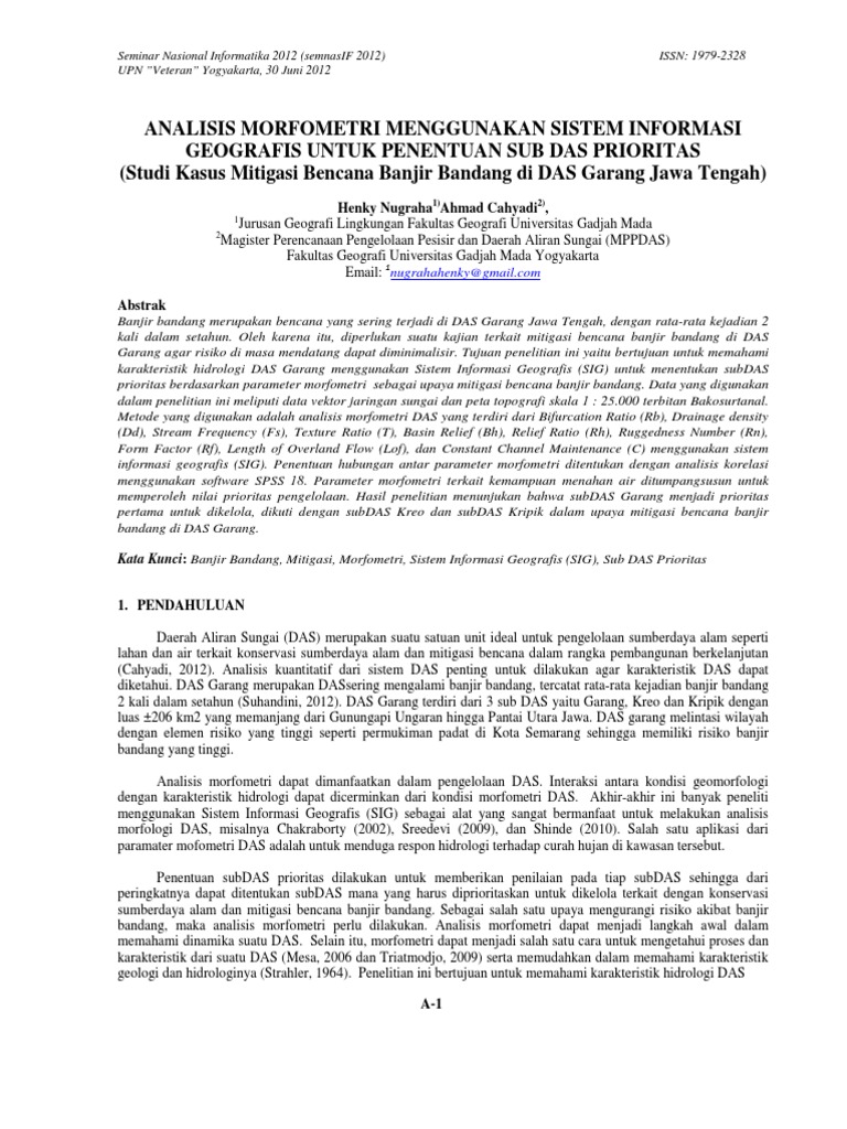 Analisis Morfometri Menggunakan Sistem Informasi Geografis Untuk ...