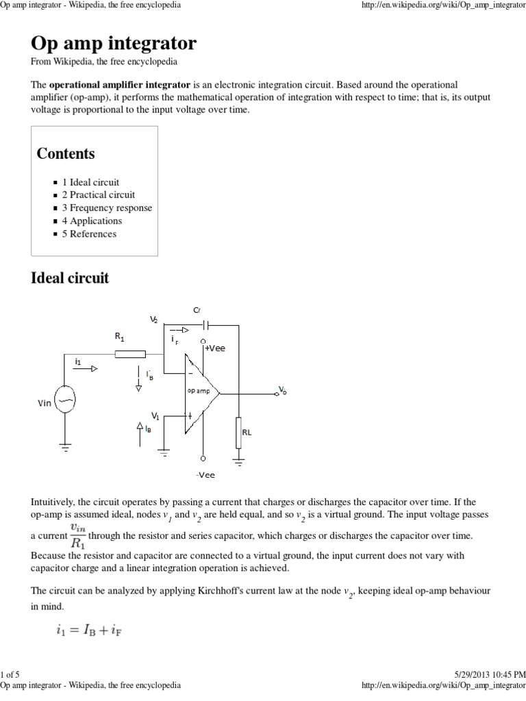Op-Amp Integrator | Download Free PDF | Operational Amplifier ...