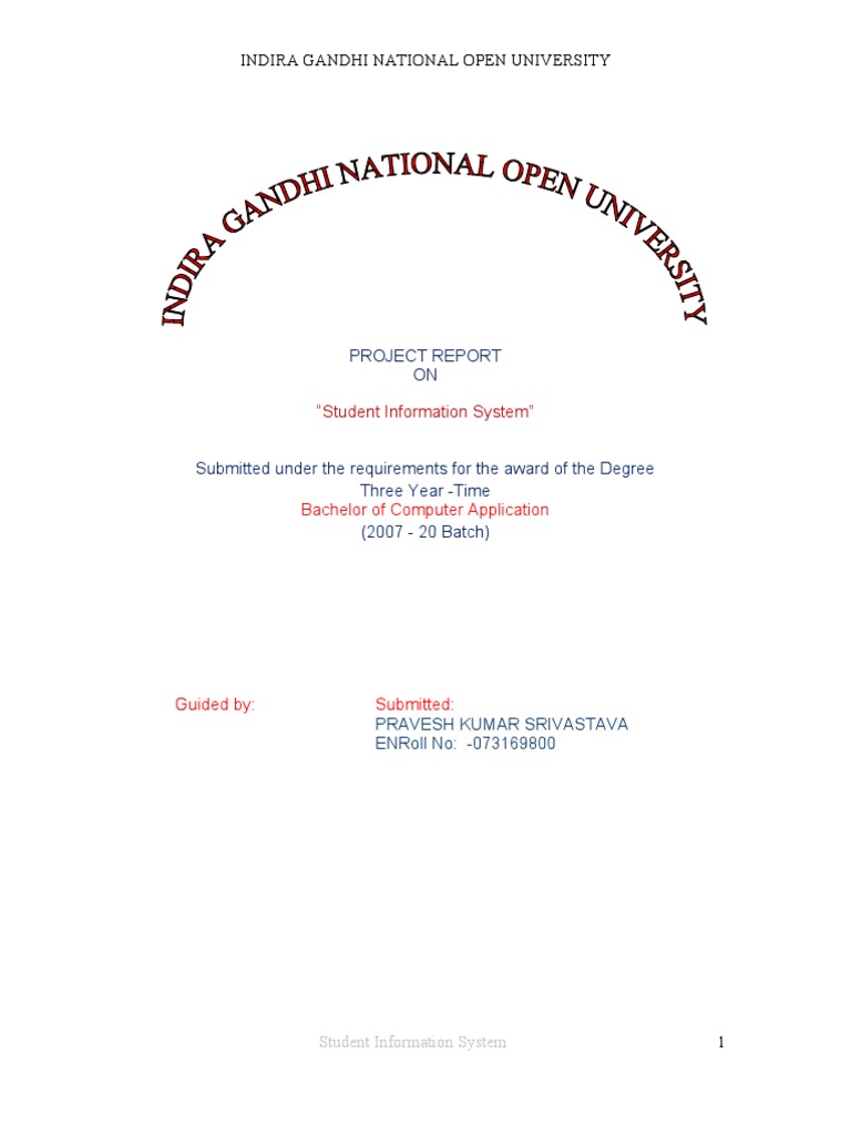 Student Information System: A Project Report on Developing a Database Management System for ...