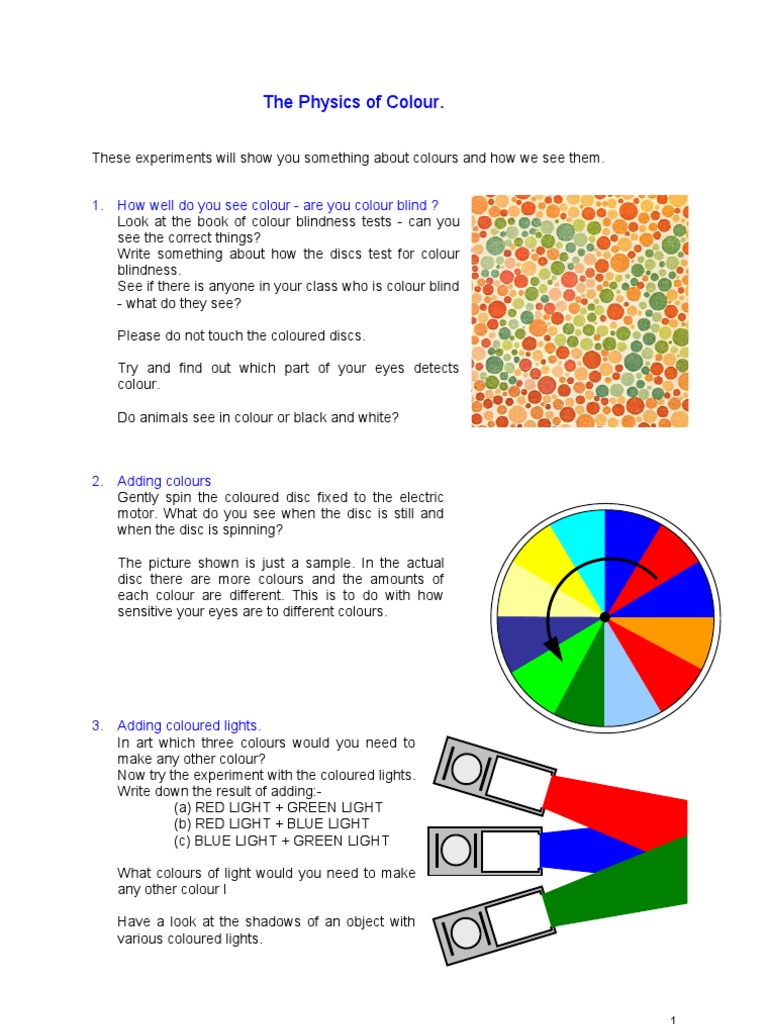 The Physics of Colour.: 1. How Well Do You See Colour - Are You Colour ...