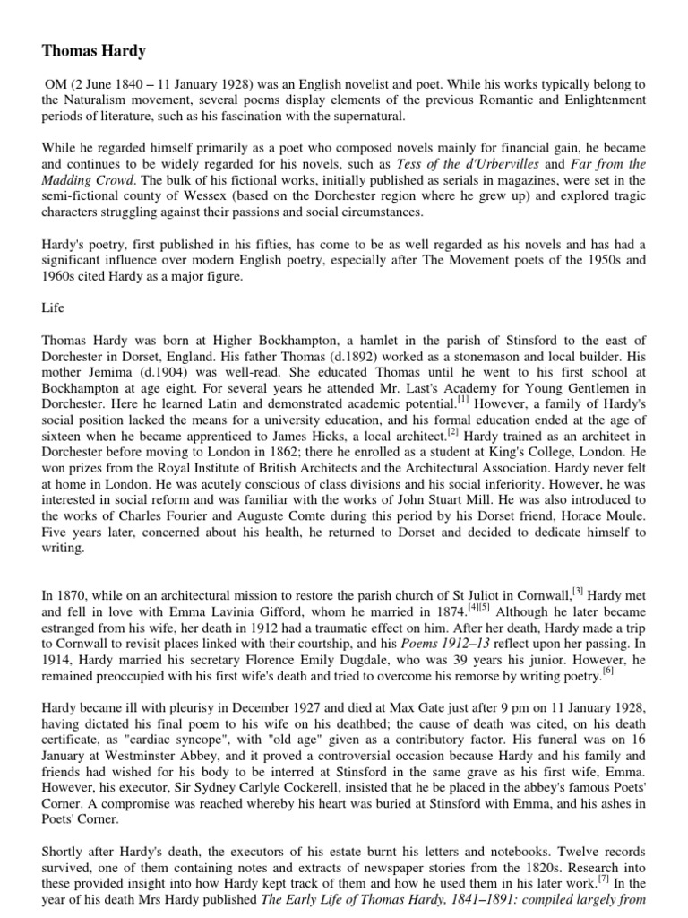 Thomas Hardy | PDF | Thomas Hardy | Poetry