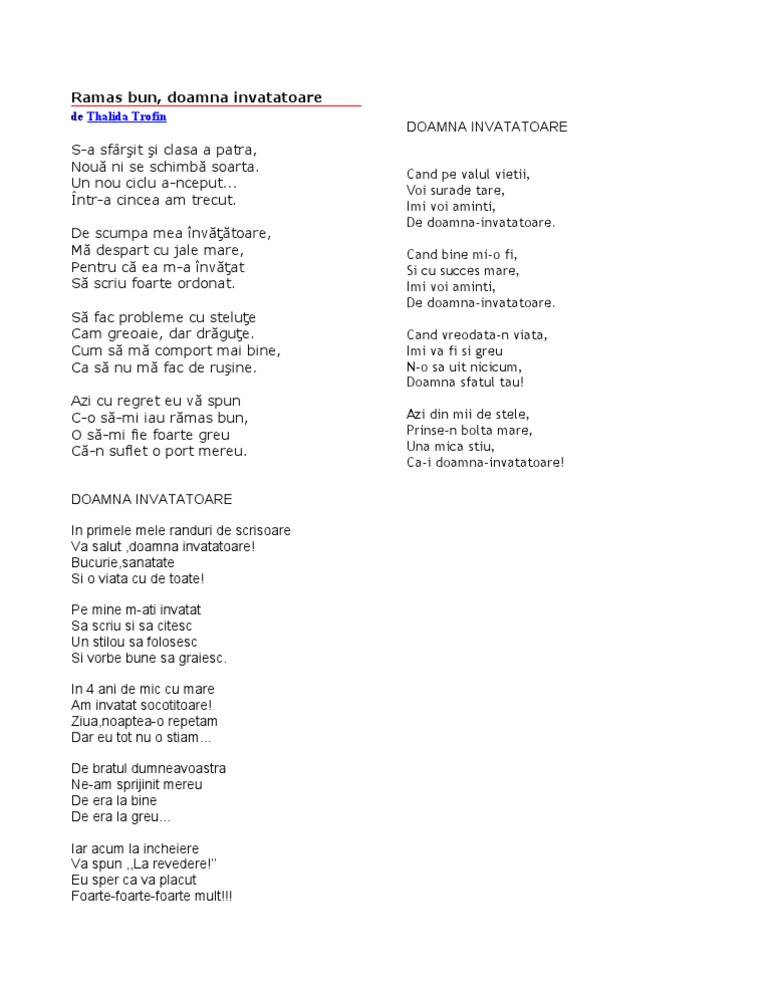 Ramas Bun Doamna Invatatoare | PDF