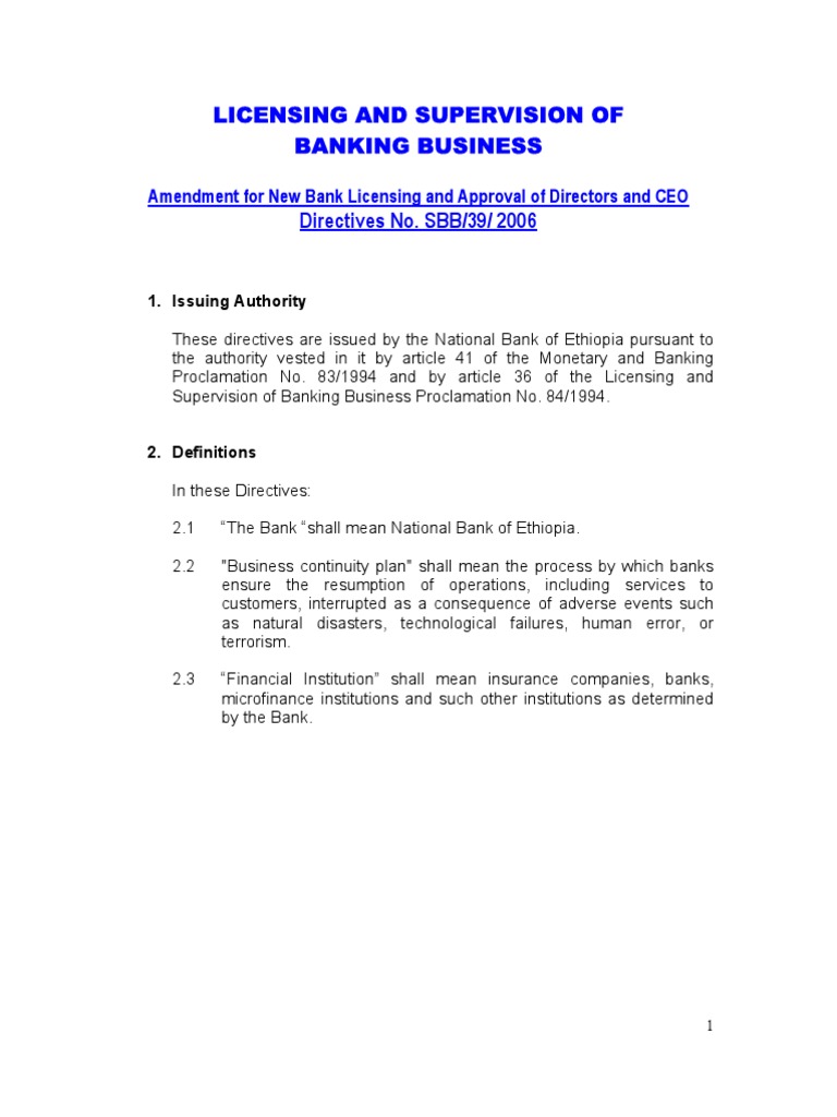 NBE Directive39 45 | PDF | Credit (Finance) | Banks