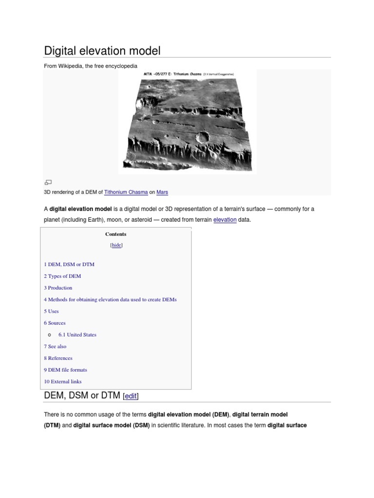 Digital Elevation Model Dem Dsm Or Dtm Pdf Scientific Observation