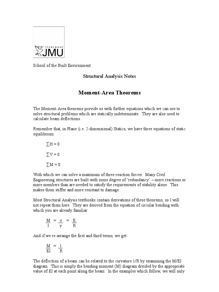 Moment Area Theorems | PDF | Bending | Beam (Structure)