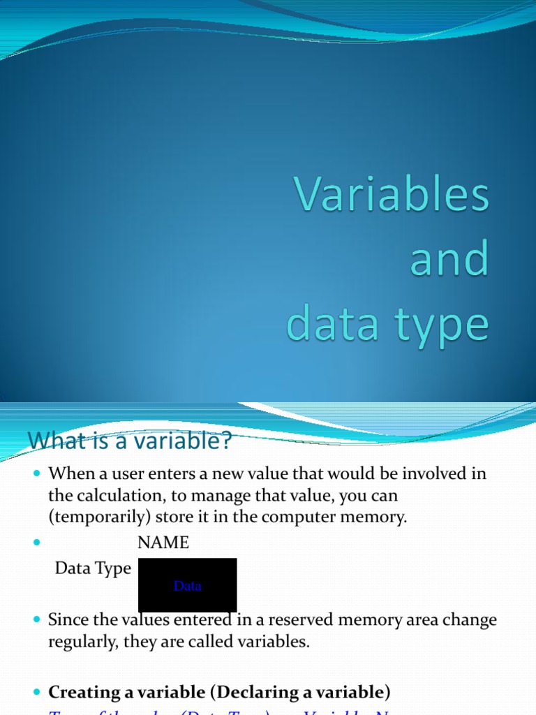 Lesson 2 Variables And Data Type Pdf Integer Computer Science Data Type