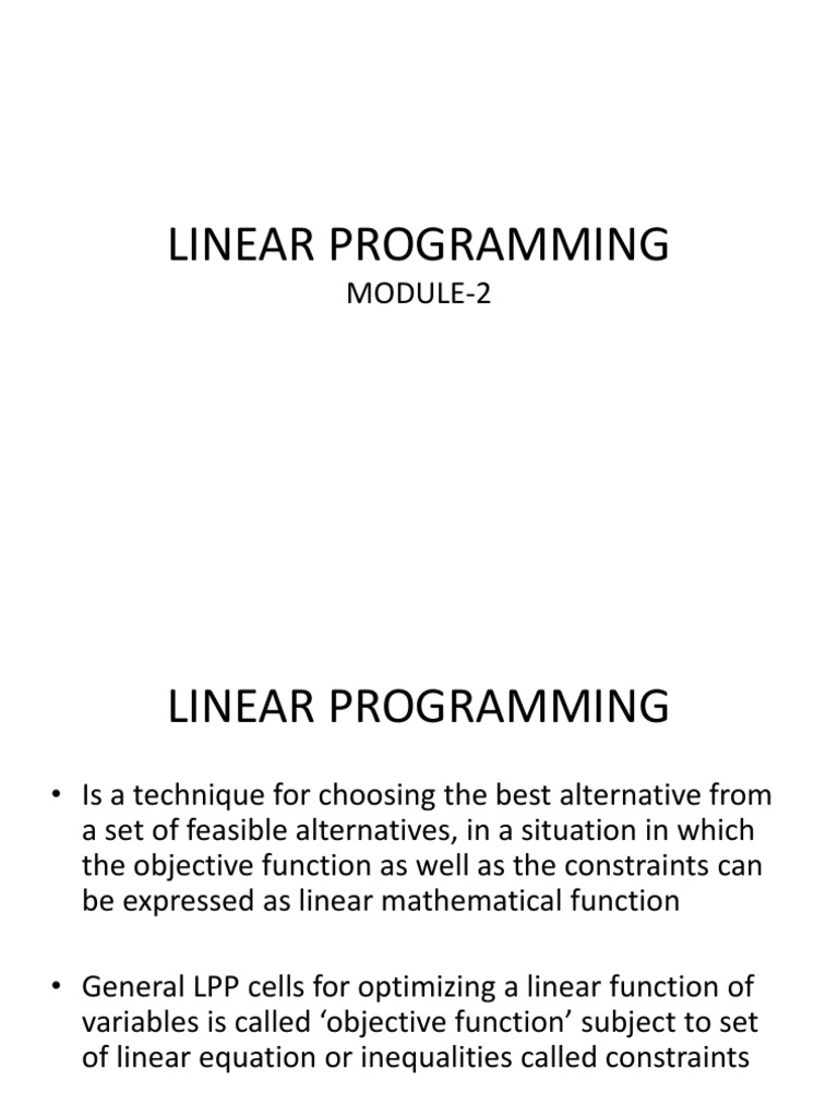 Lpp Mod 2 Pdf Mathematical Optimization Linear Programming