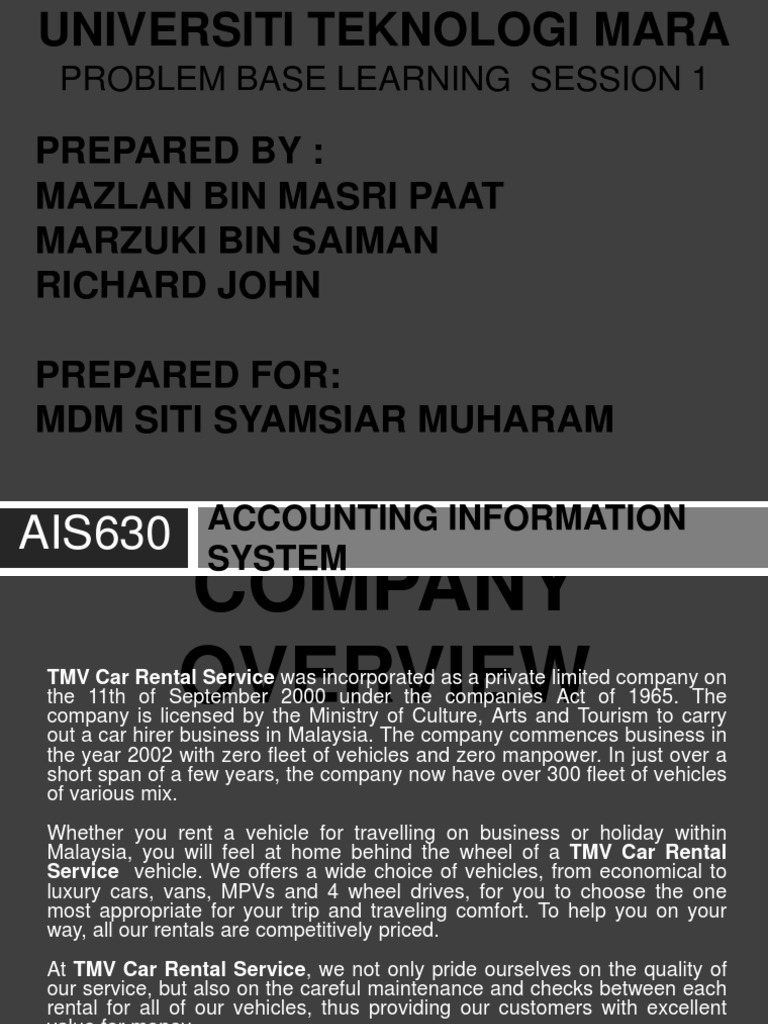 TMC Car Rental Proposal | PDF | Sales | Business