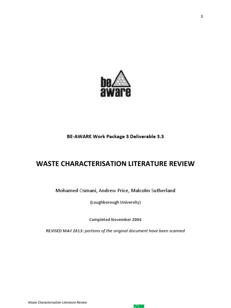 Waste Characterisation Literature Review | PDF