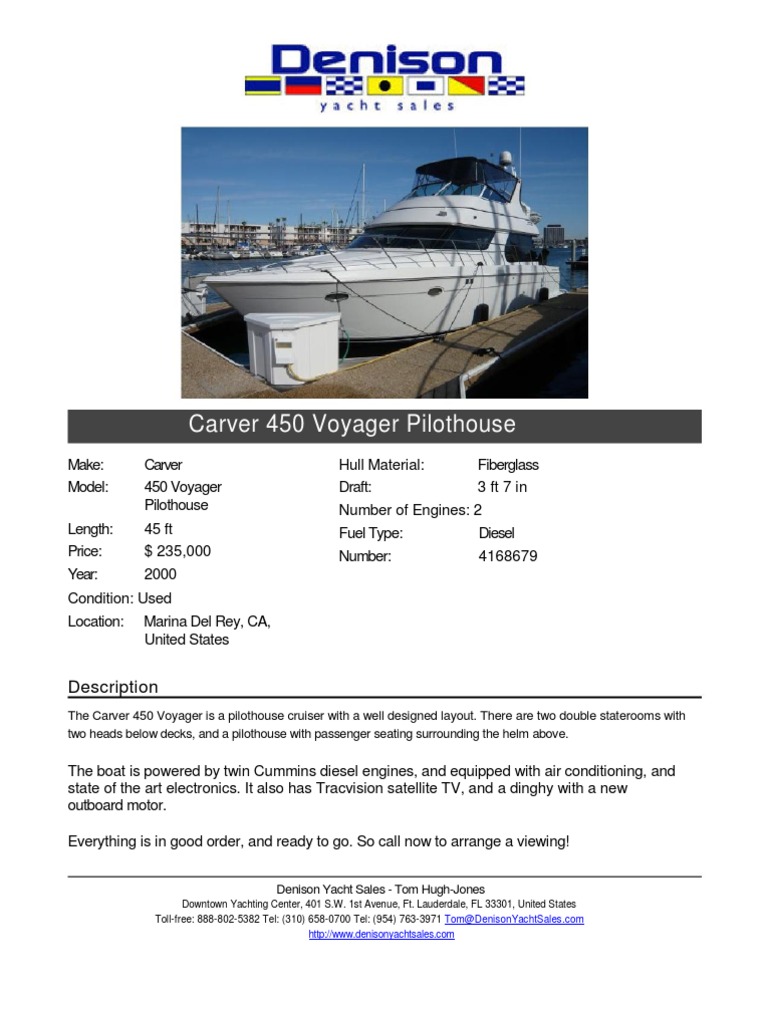 Carver 450 Voyager Pilothouse | PDF | Yacht | Refrigerator