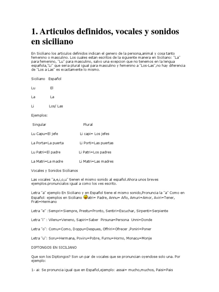 Gramática Siciliana | PDF | Adjetivo | Lengua española