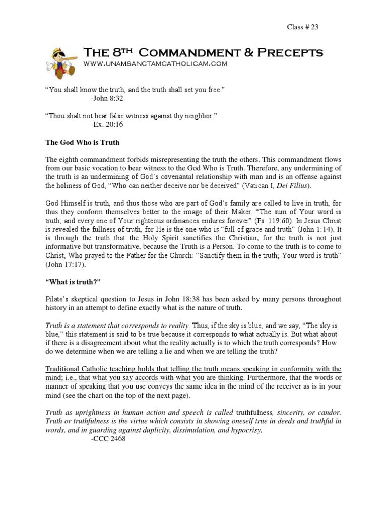 8th Commandment | Lie | Catholic Church