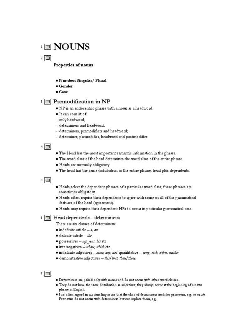 Syntax Nouns | PDF | Phrase | Noun
