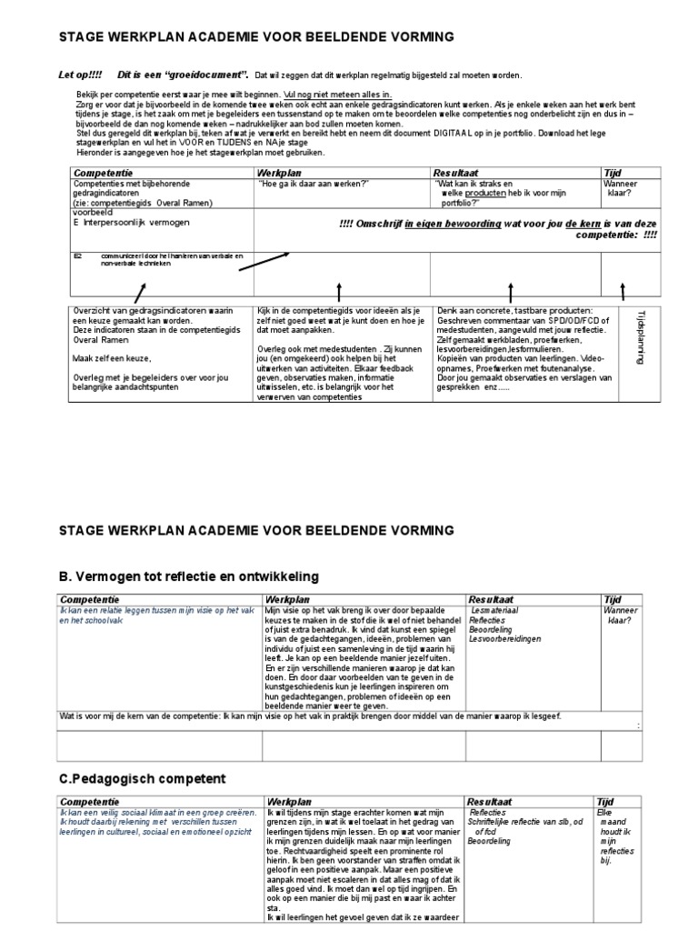 Stage-Werkplan 2011-2012 | PDF