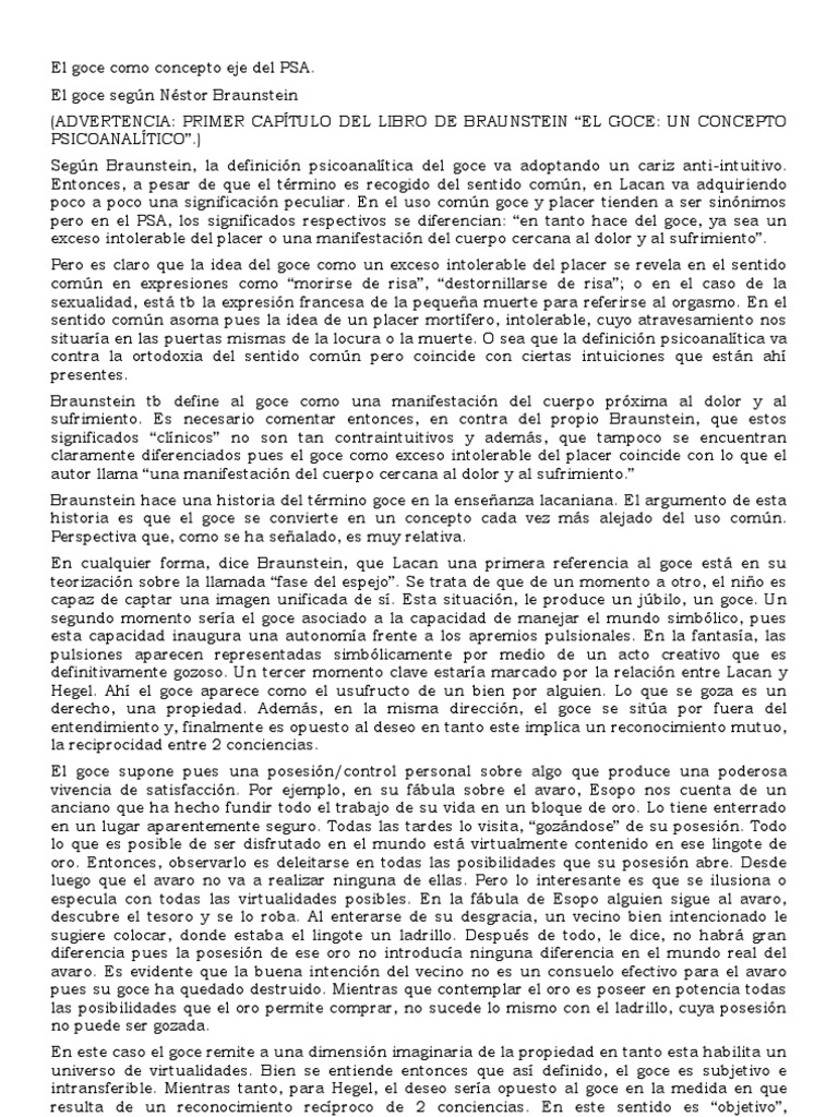 El Goce Como Concepto Eje Del PSA | PDF | Felicidad | Jacques Lacan
