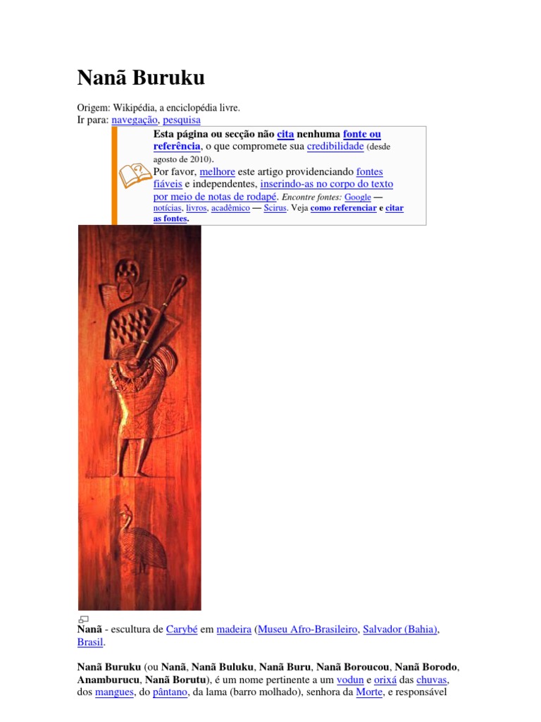 Nanã Buruku: A ancestral divindade das águas paradas e da morte na ...