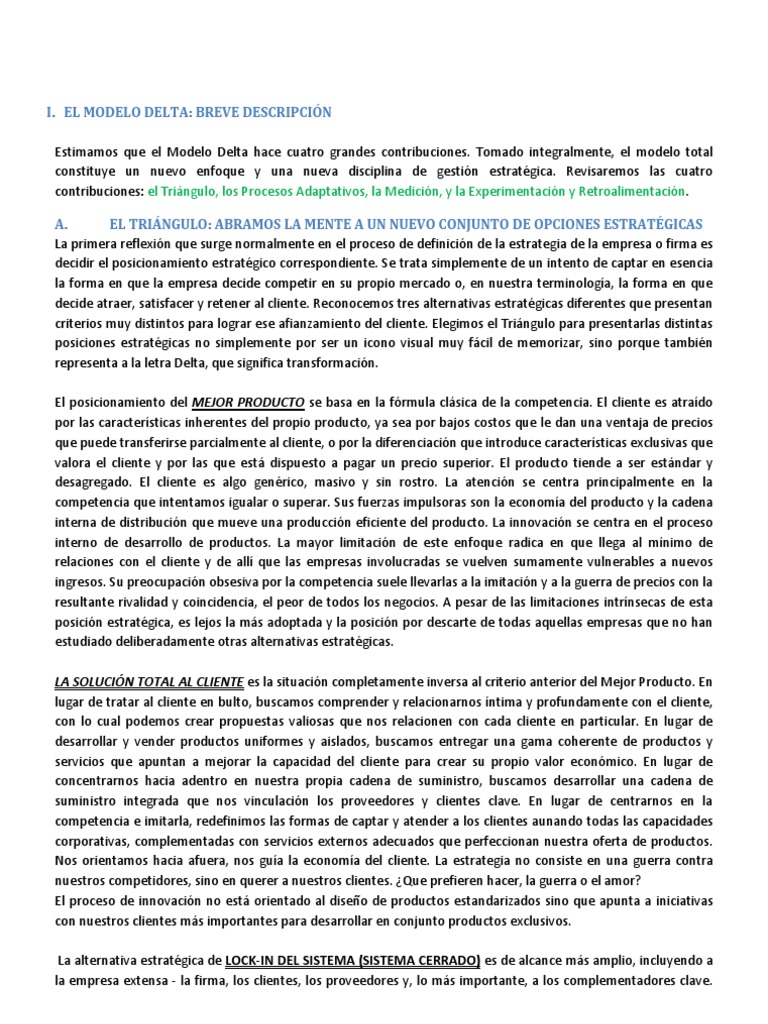 El Resumen Del Modelo Delta | PDF | Producto (Negocio) | Distribución ...
