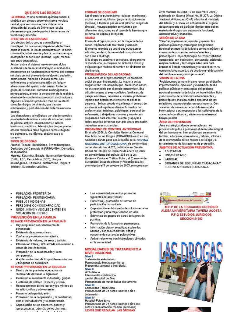 Triptico DROGAS | PDF | La dependencia de sustancias | Drogas