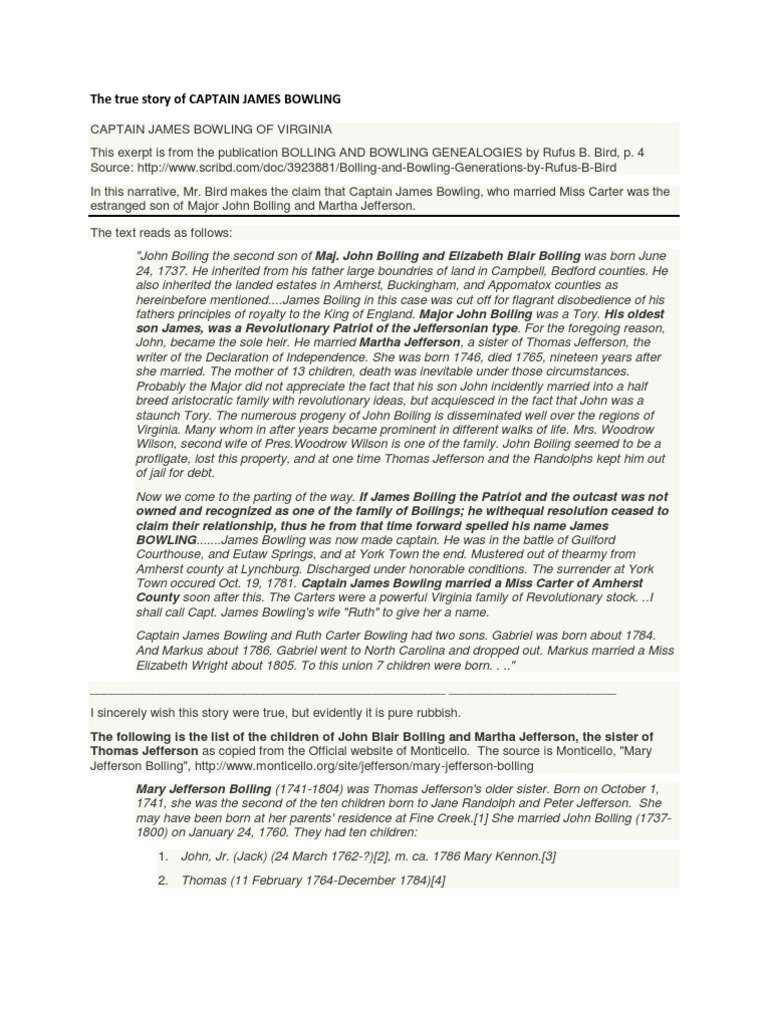 The True Story of Captain James Bowling | PDF | Thomas Jefferson