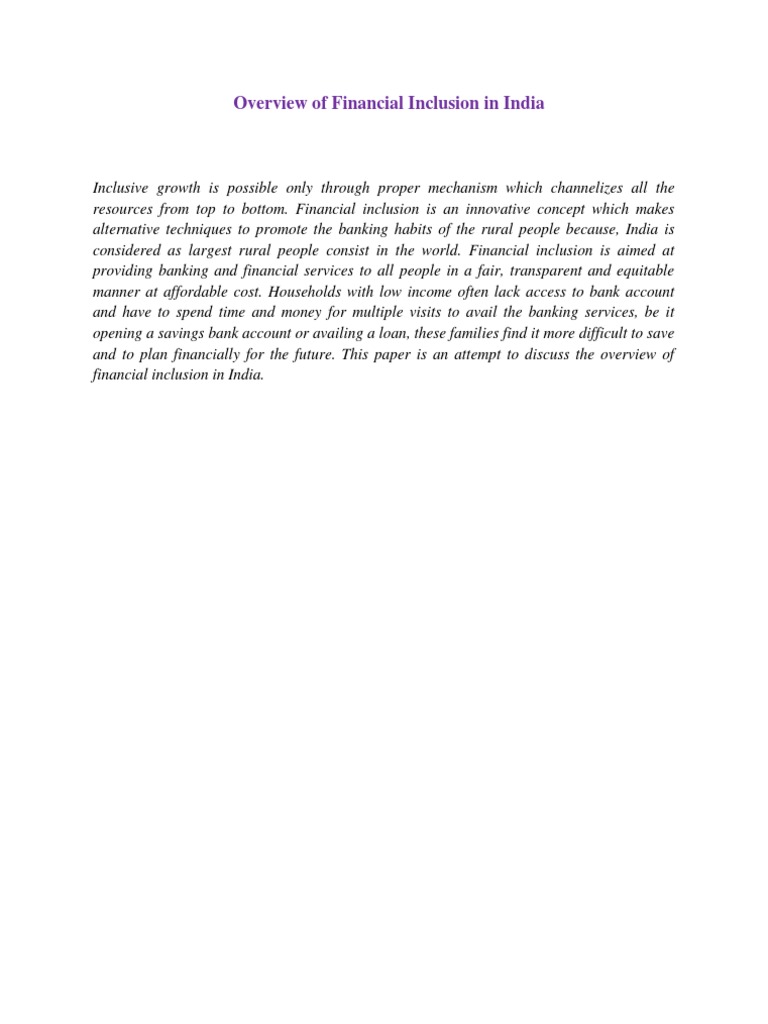Overview of Financial Inclusion | PDF