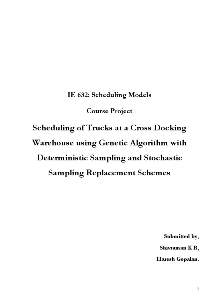 Scheduling of Trucks at A Cross Docking Warehouse Using Genetic ...