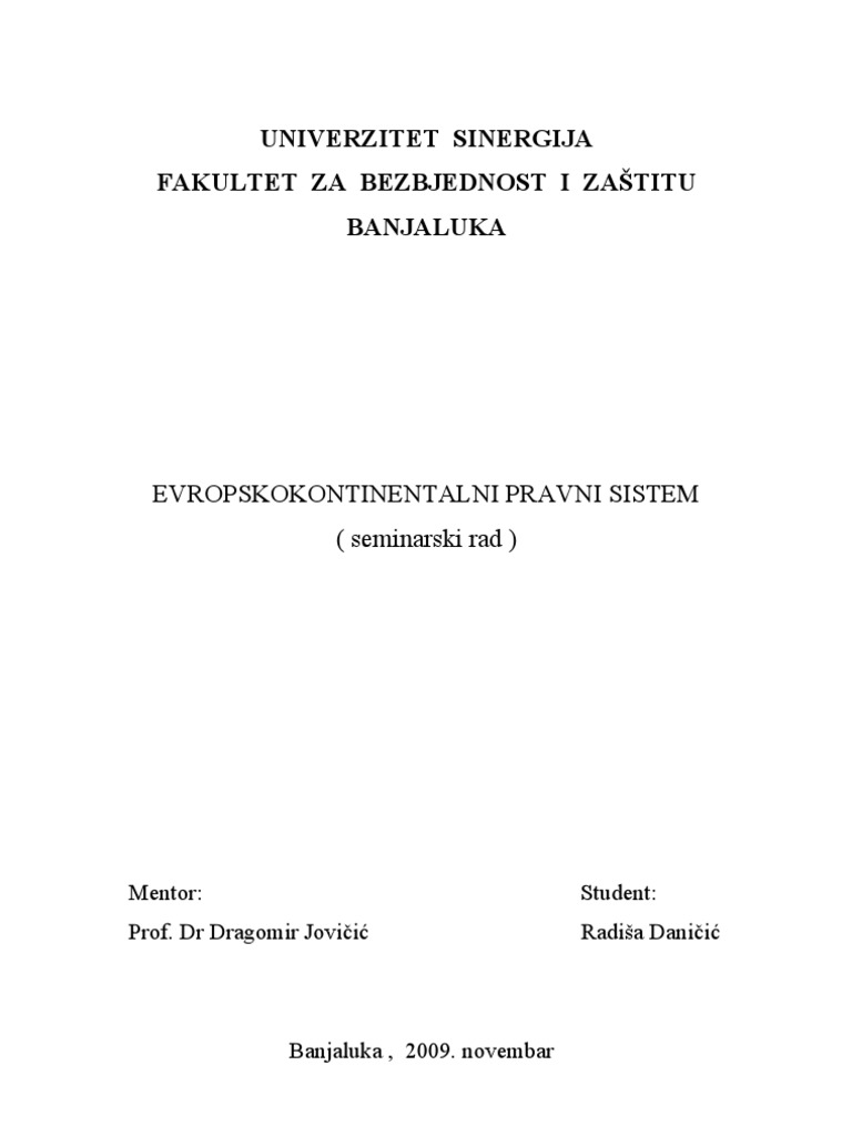 Eurokontinentalni Pravni Sistem | PDF