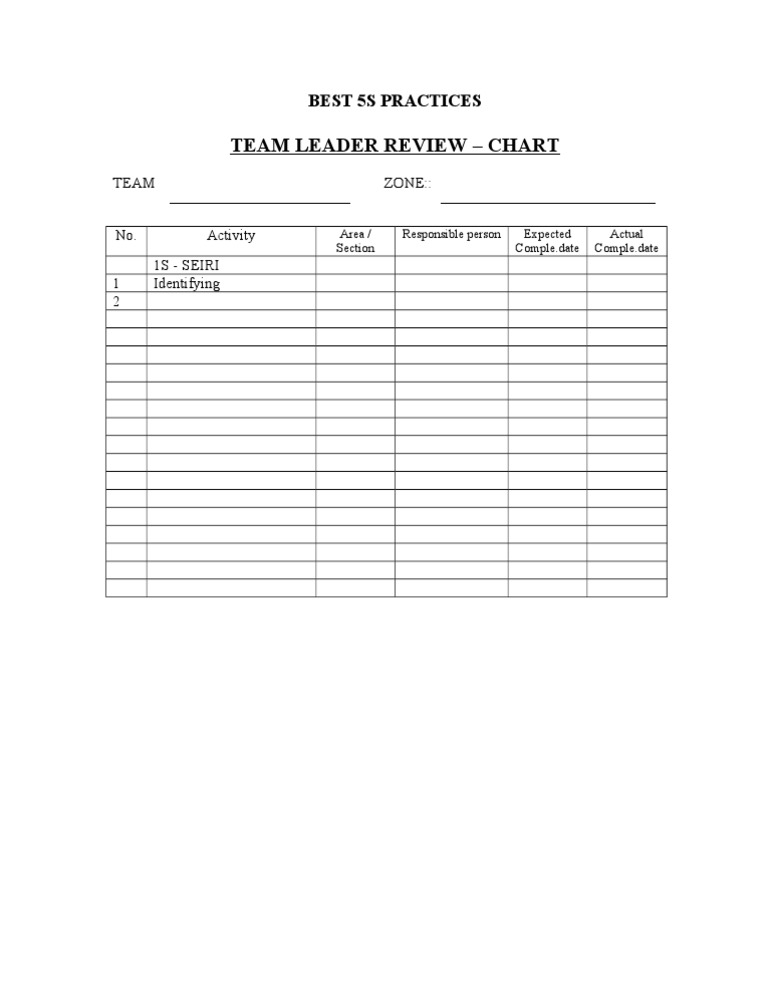 Team Leader Review - Chart: Best 5S Practices | PDF