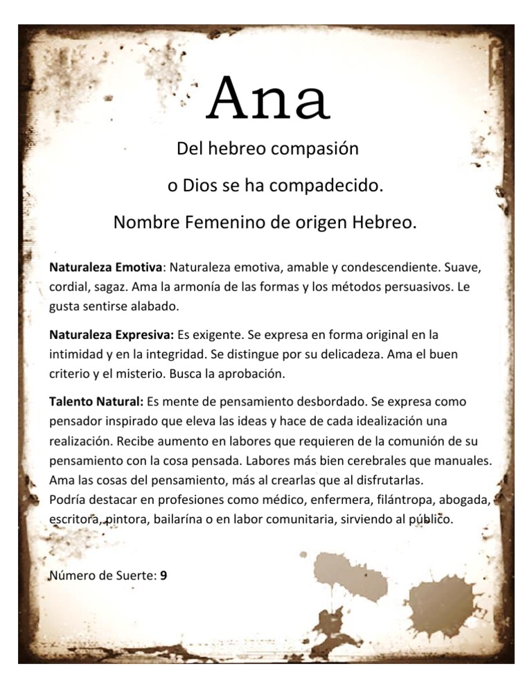 El Significado Del Nombre Ana | PDF