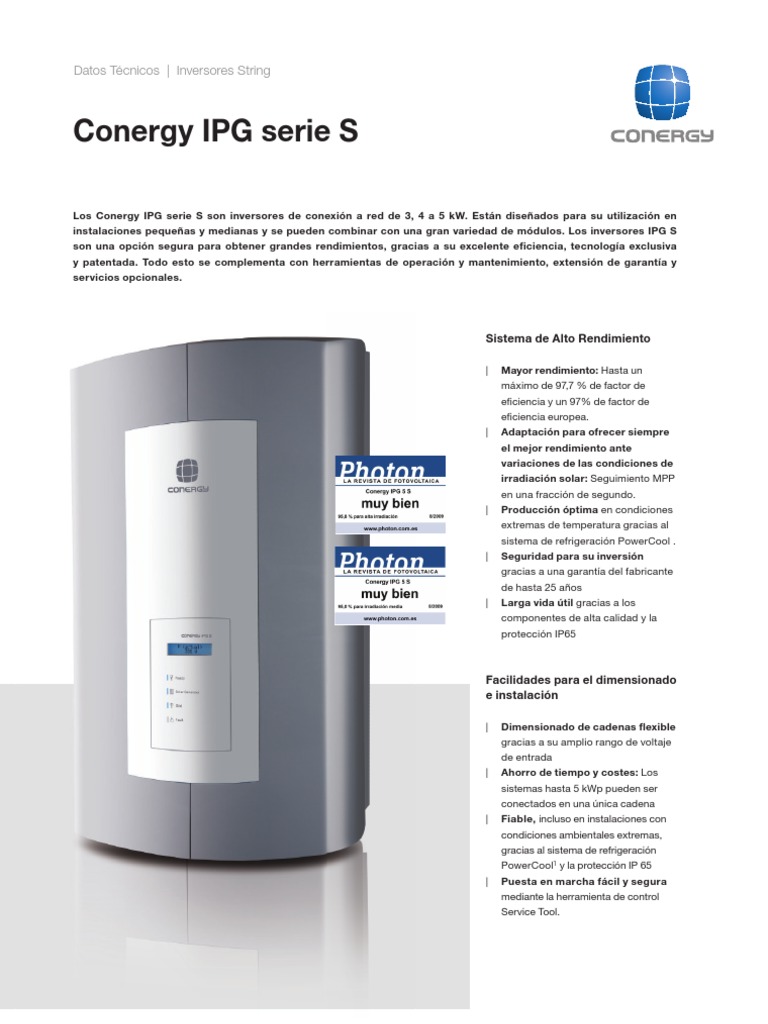 Conergy Ipg S | PDF | Corriente continua | Energia electrica