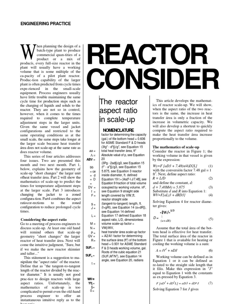 Reactor Design Scale Up | PDF | Chemical Reactor | Heat