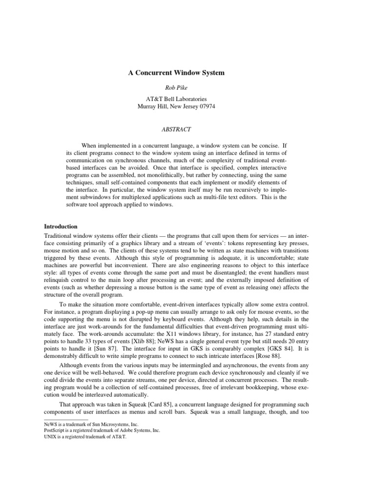 Concurrent Window System - Rob Pike | PDF | Graphical User Interfaces ...