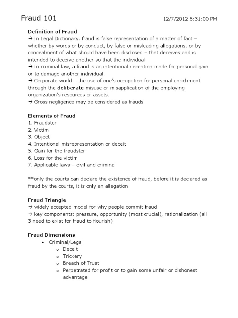 Fraud 101 For Accounting | PDF | Fraud | Deception