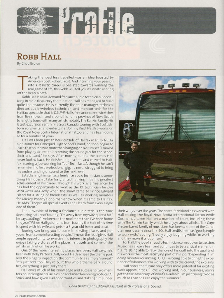 Robb Hall Professional Sound Profile | PDF | Leisure | Entertainment ...