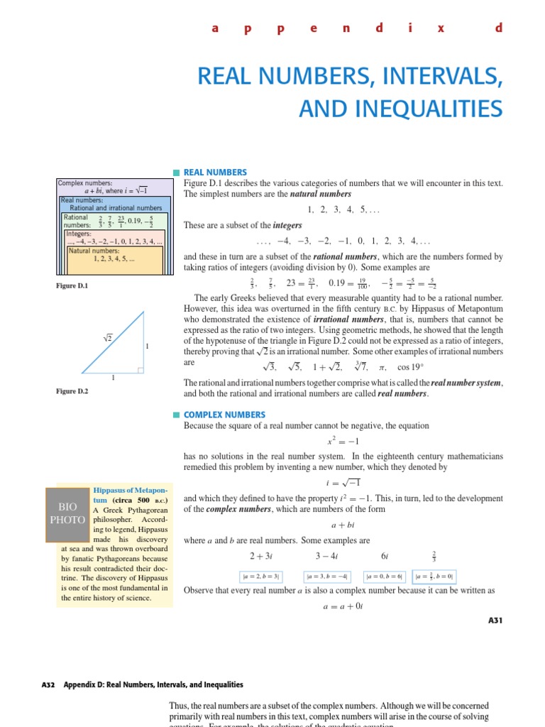 Real Numbers, Intervals and Inequalities | PDF | Numbers | Decimal