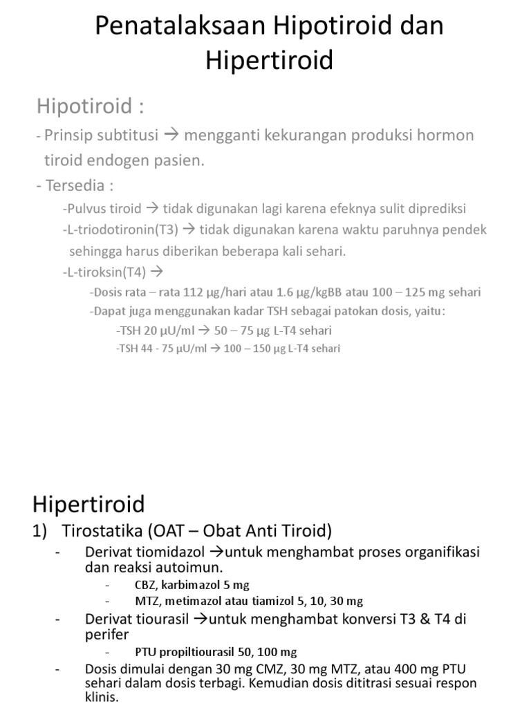 Penatalaksaan Hipotiroid Dan Hipertiroid | PDF