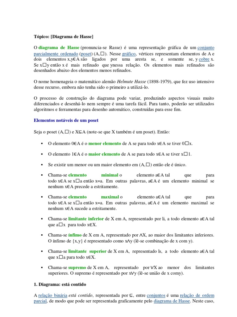 Diagrama de Hasse | PDF | Conjunto (Matemática) | Lógica