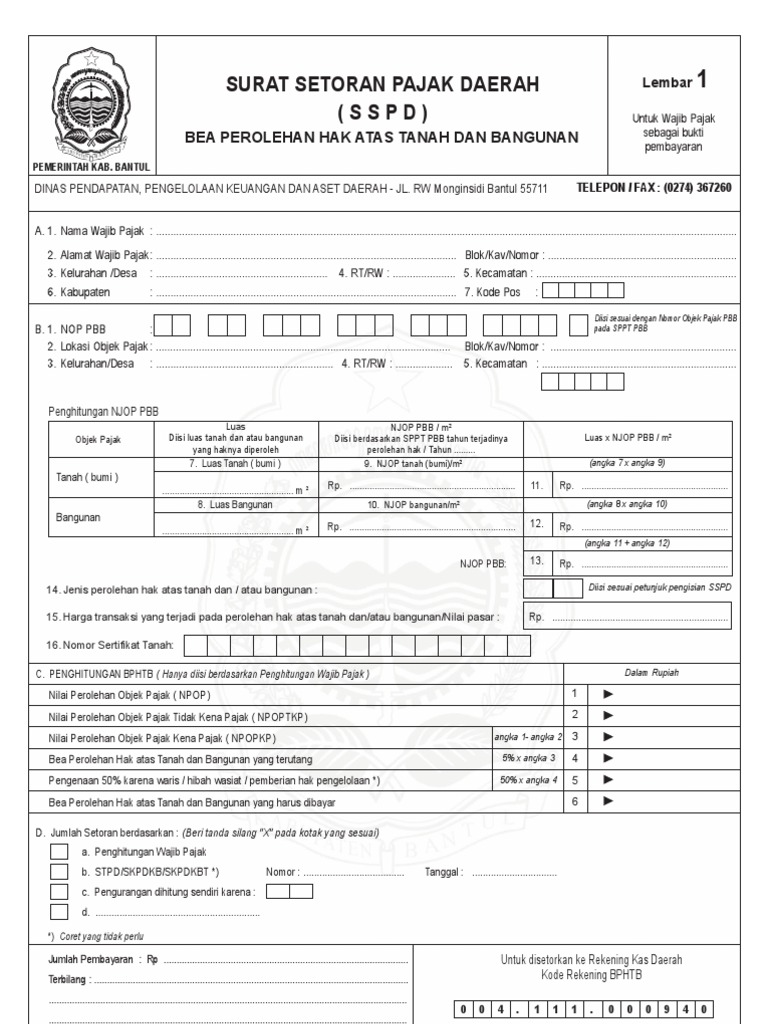 Blanko SSPD BPHTB PDF | PDF