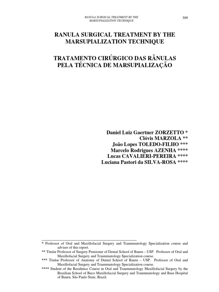 Marsupialization for Ranula Treatment | PDF | Science & Mathematics