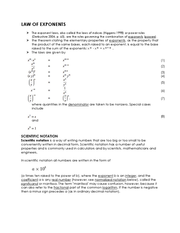 7 Laws of Exponents Explained | PDF | Finance & Money Management ...
