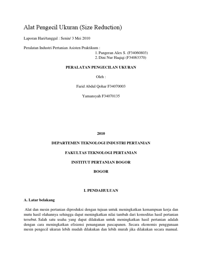 Alat Pengecil Ukuran | PDF
