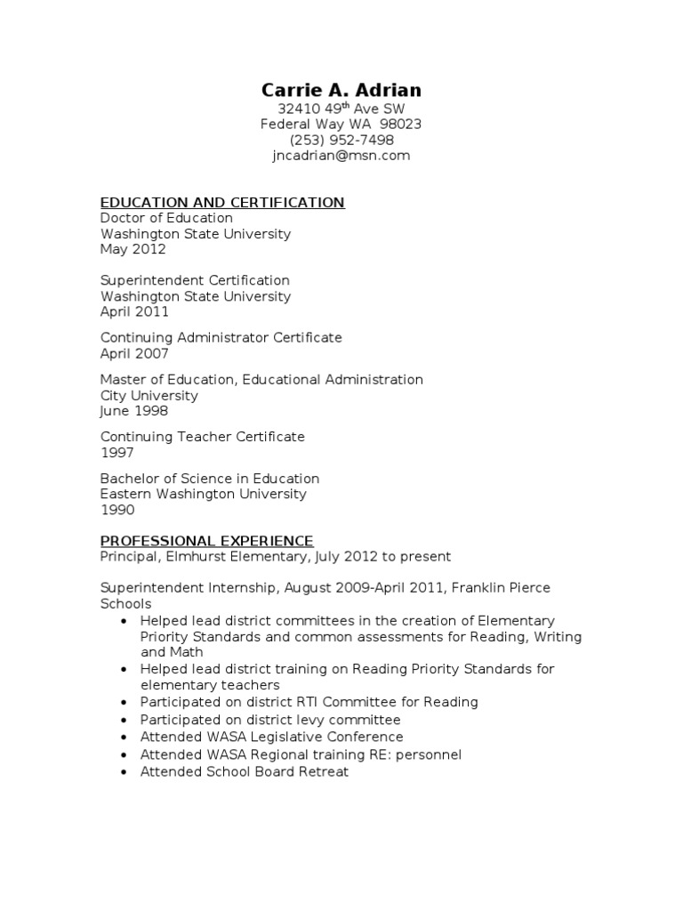 Dr. Carrie Adrian Resume | PDF | Curriculum | Pedagogy