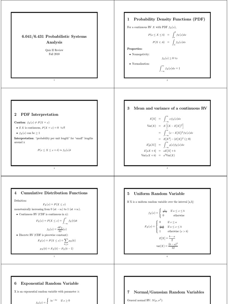 1 Probability Density Functions (PDF) : Properties | PDF | Covariance ...