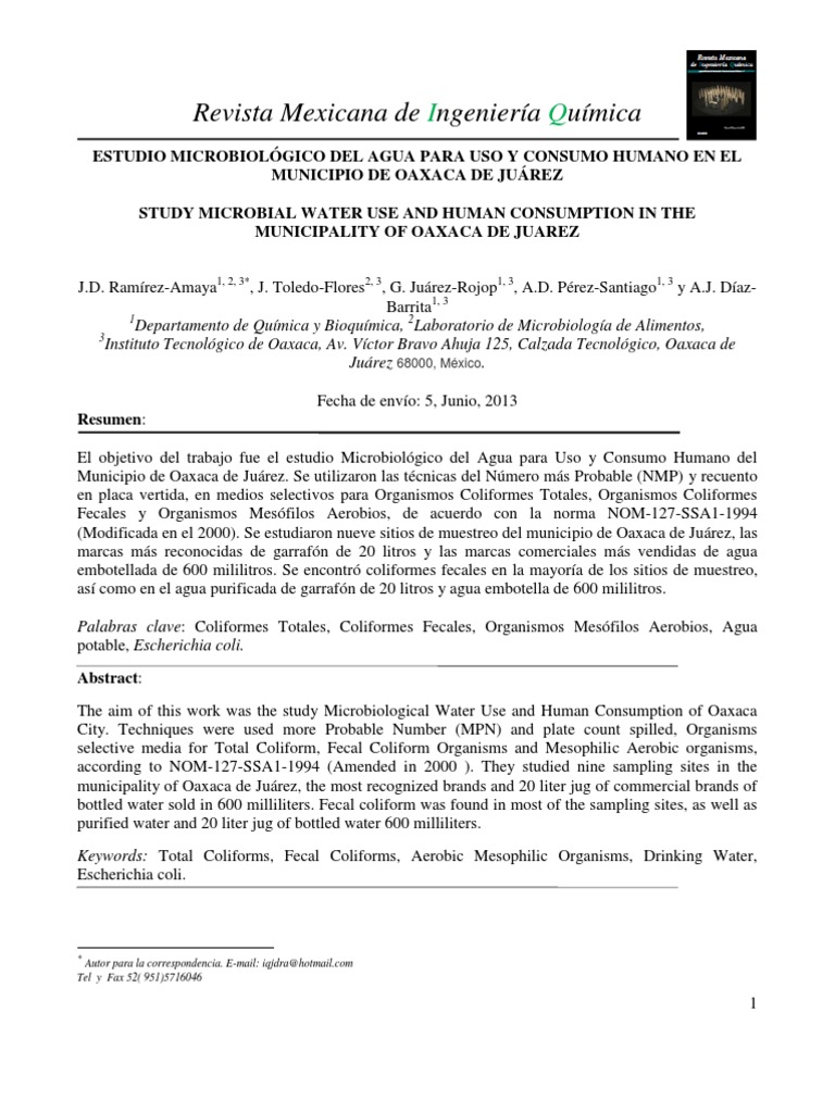Estudio Microbiológico Del Agua en La Amidiq | PDF | La contaminación ... Estudio Microbiológico Del Agua en La Amidiq | PDF | La contaminación ...