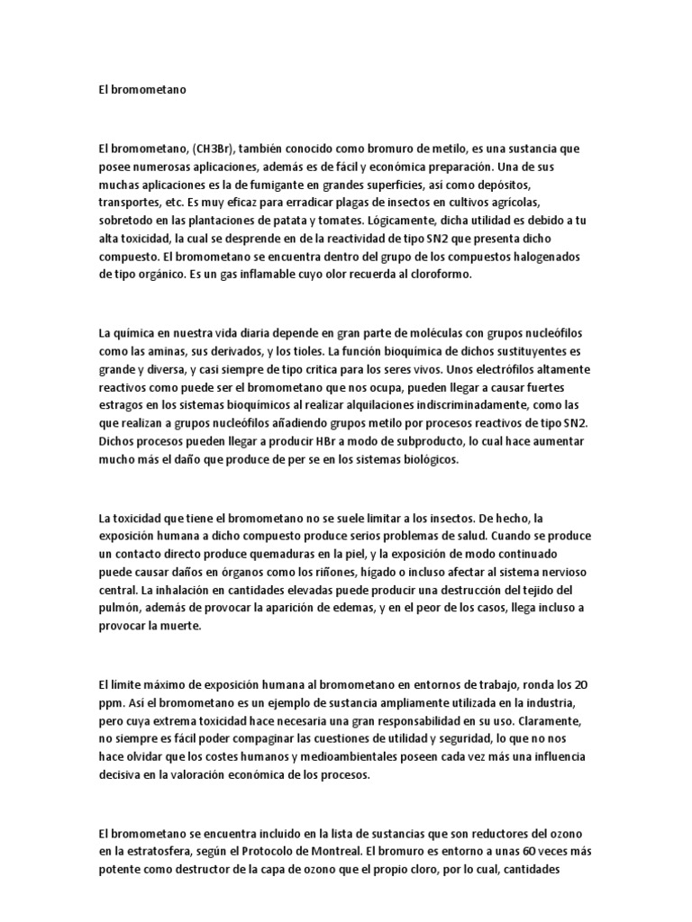 El Bromometano | PDF | Sustancias químicas | Química